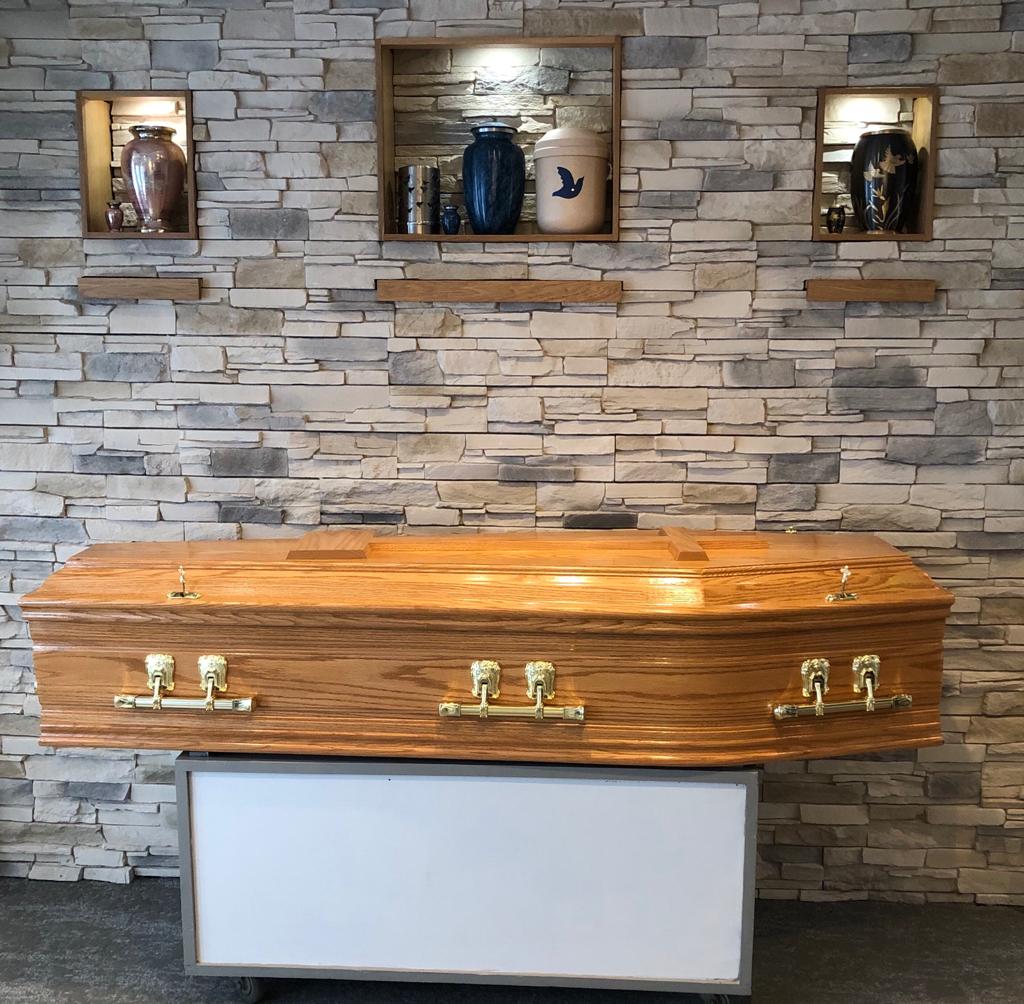 Irish Made Solid Lined Oak Coffin Complete With Hinged Lid and Mountin ...